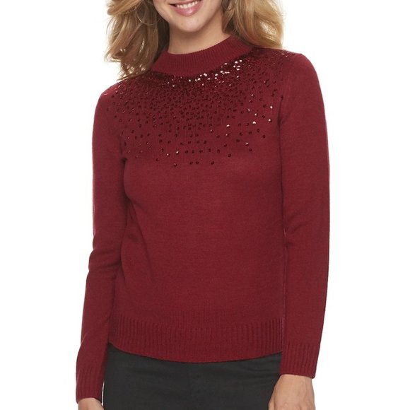 Juicy Couture | Sweaters | Juicy Couture Red High Neck Sequin Sweater ...
